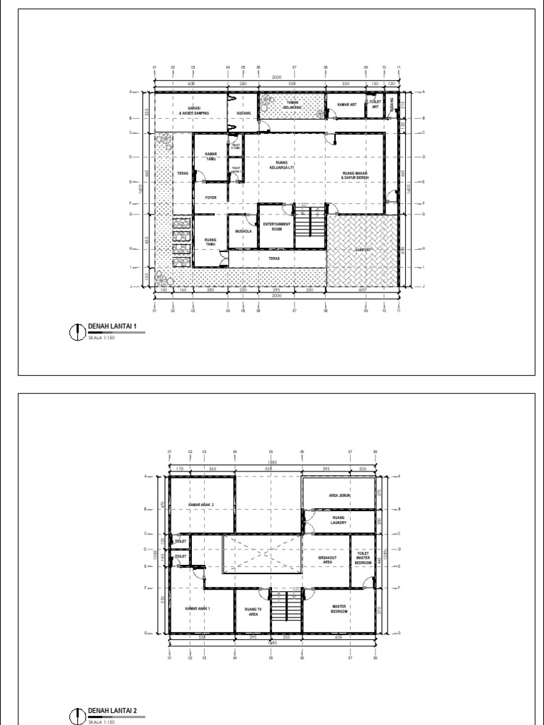 Denah Rumah Ib House Lantai 1 & 2 | PDF