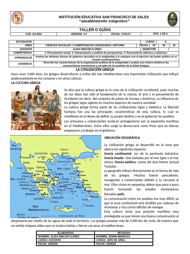 Gua 6 Civilizacines Grecia y Roma | PDF | imperio Romano | Doce olímpicos