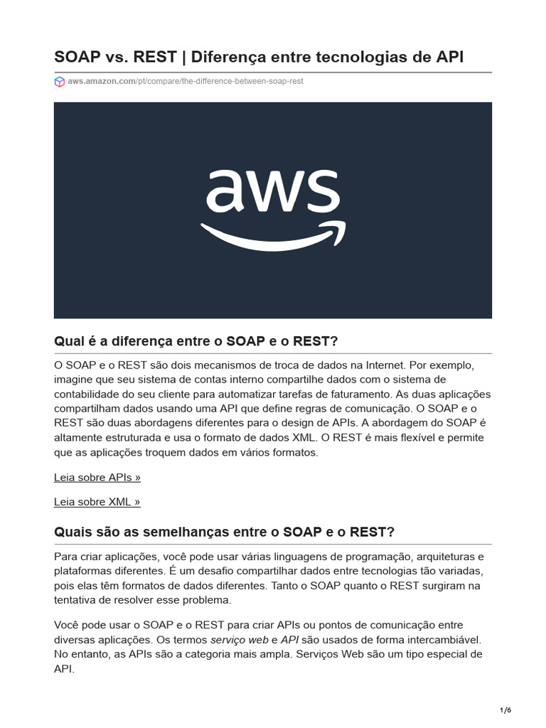 SOAP Vs REST Diferença Entre Tecnologias de API | PDF | Serviço de ...