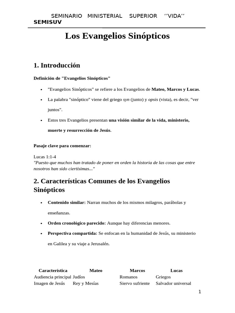 Los Evangelios Sinópticos | PDF | Evangelio de Mateo | Jesús