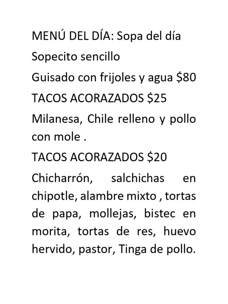 Menú Del Día | PDF
