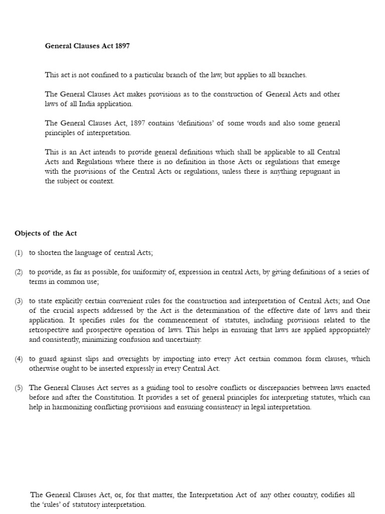 General Clauses Act - Updated | PDF | Repeal | Statutory Interpretation