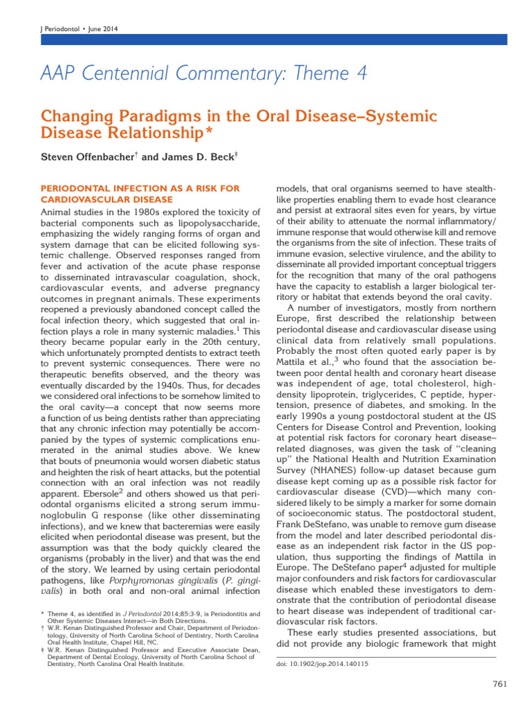 Journal of Periodontology - 2014 - Offenbacher - Commentary Changing ...