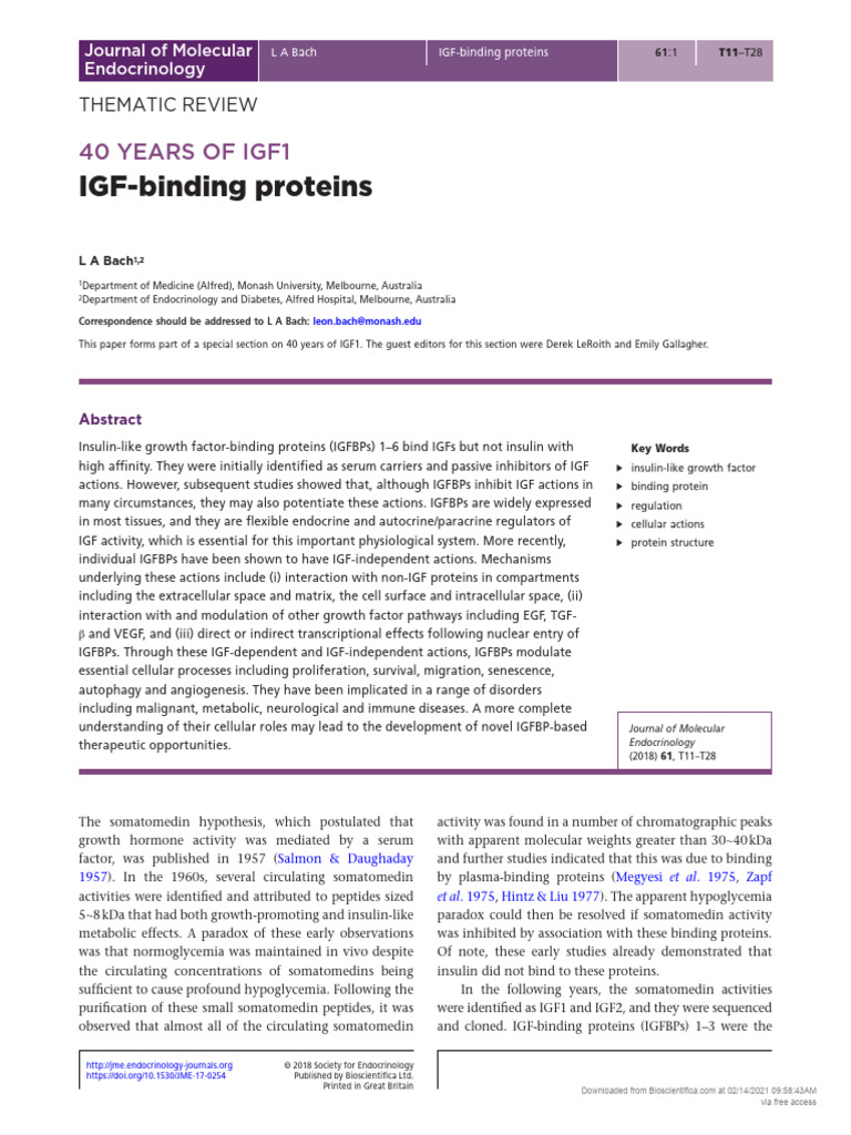 (14796813 - Journal of Molecular Endocrinology) 40 YEARS of IGF1 - IGF ...