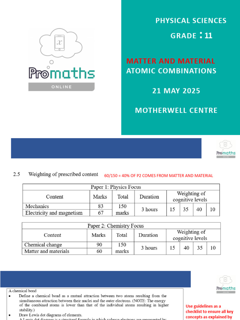 Lesson Plan Grade 11 Atomic Combinations 2025 | PDF | Chemical Bond | Ion