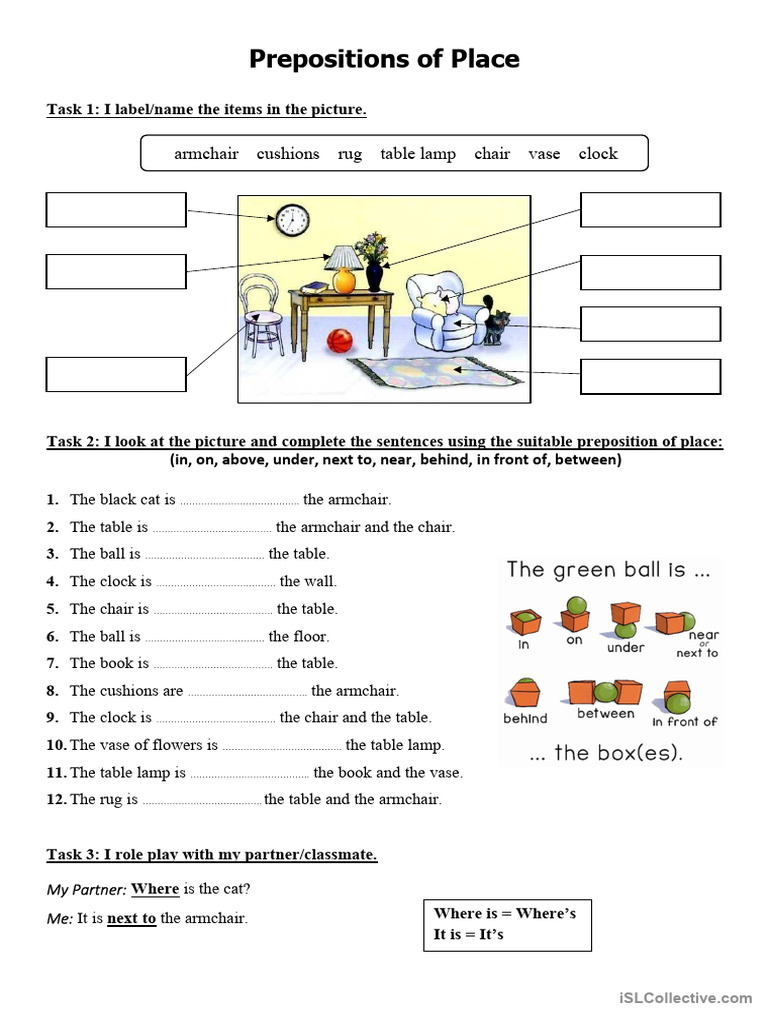 Prepositions of Place + Where | PDF