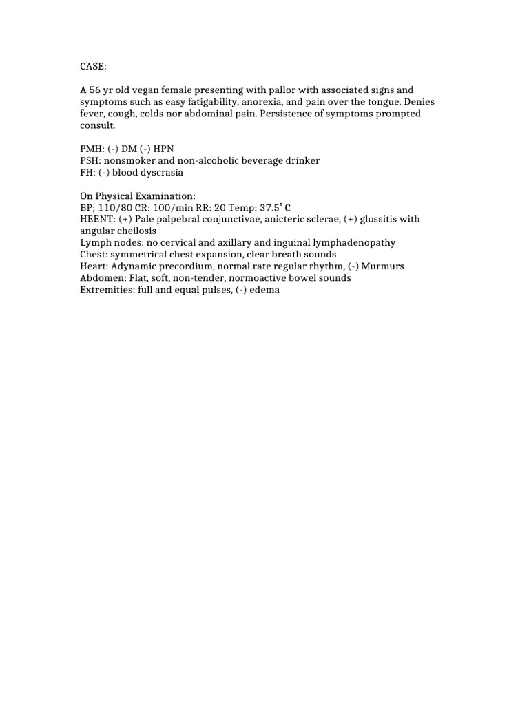 CASE - Megaloblastic Anemia | PDF | Anemia | Vitamin B12