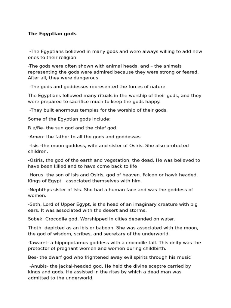 Egyptian gods Notes | PDF | Deities | Isis