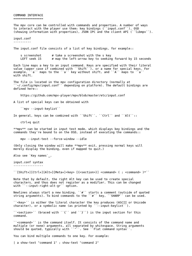 Mpv Input.rst | PDF | Parameter (Computer Programming) | String (Computer Science)