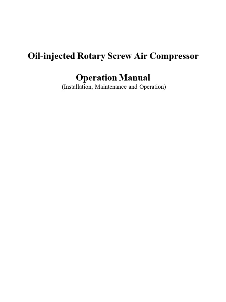 Screw Air Compressor Manual | PDF | Valve | Machines