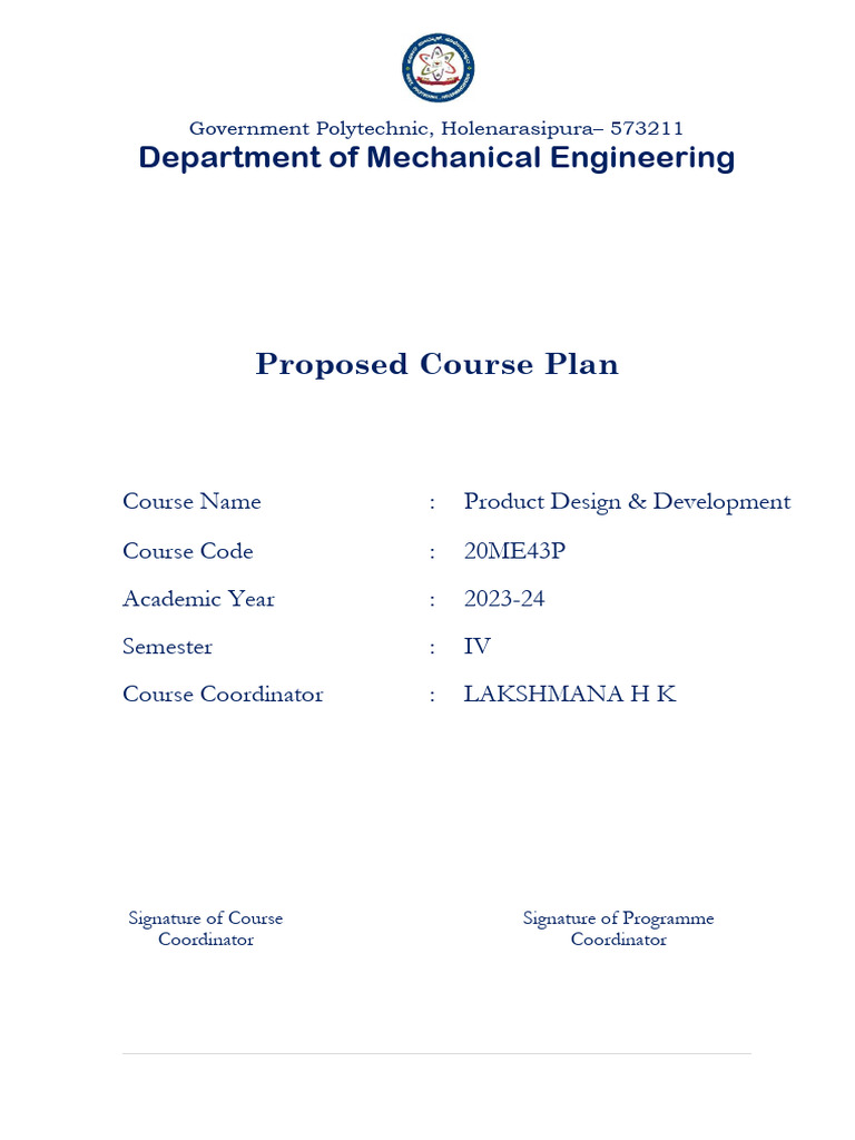 5.20ME43P - Course Plan1 | PDF | 3 D Printing | Engineering