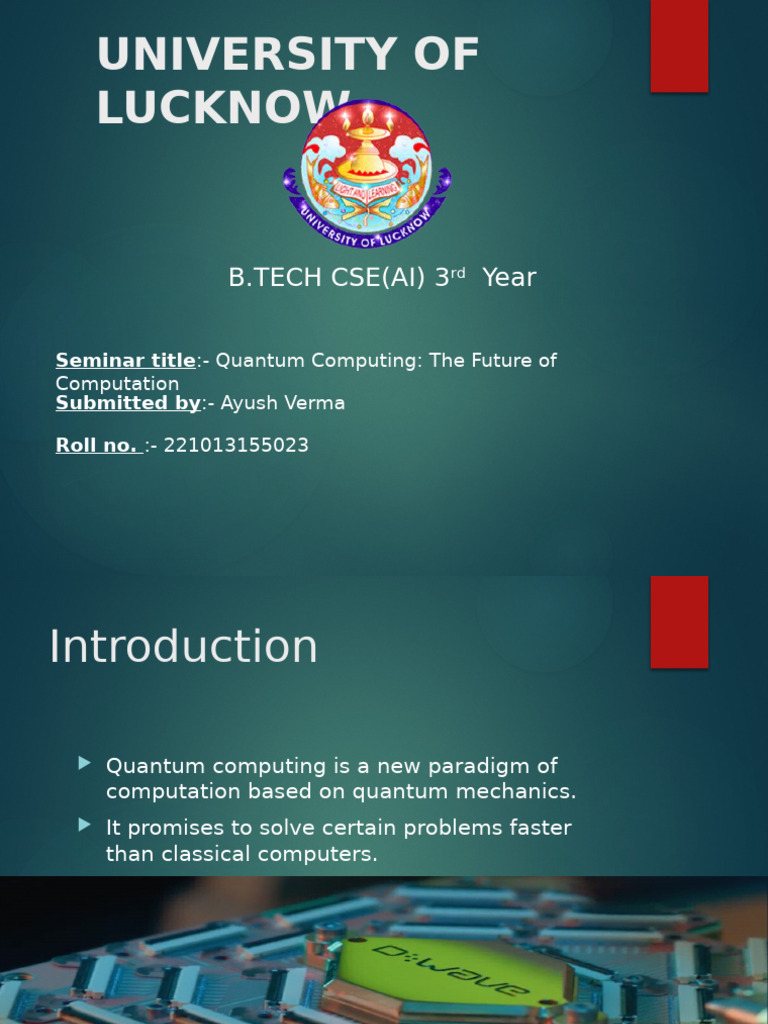 Quantum Computing Presentation 1 Ayush Pdf 7087