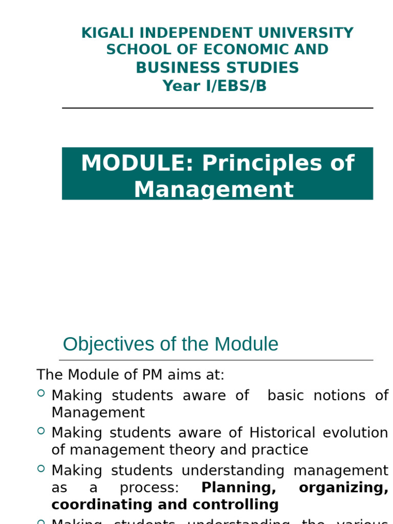 001 Principles of ManagementYear 1 EBS B Day 2025 | PDF | Leadership | Goal