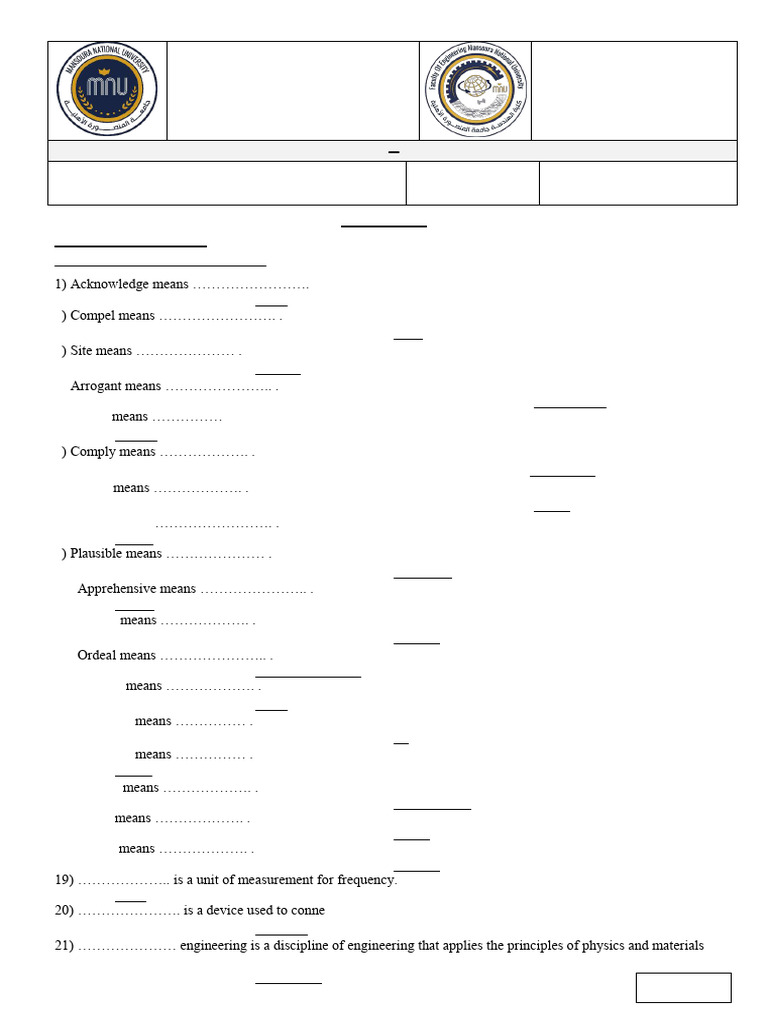 Answer Key Final Exam Models Language 1 2nd Term 24-25 | PDF | Radio Wave | Radio