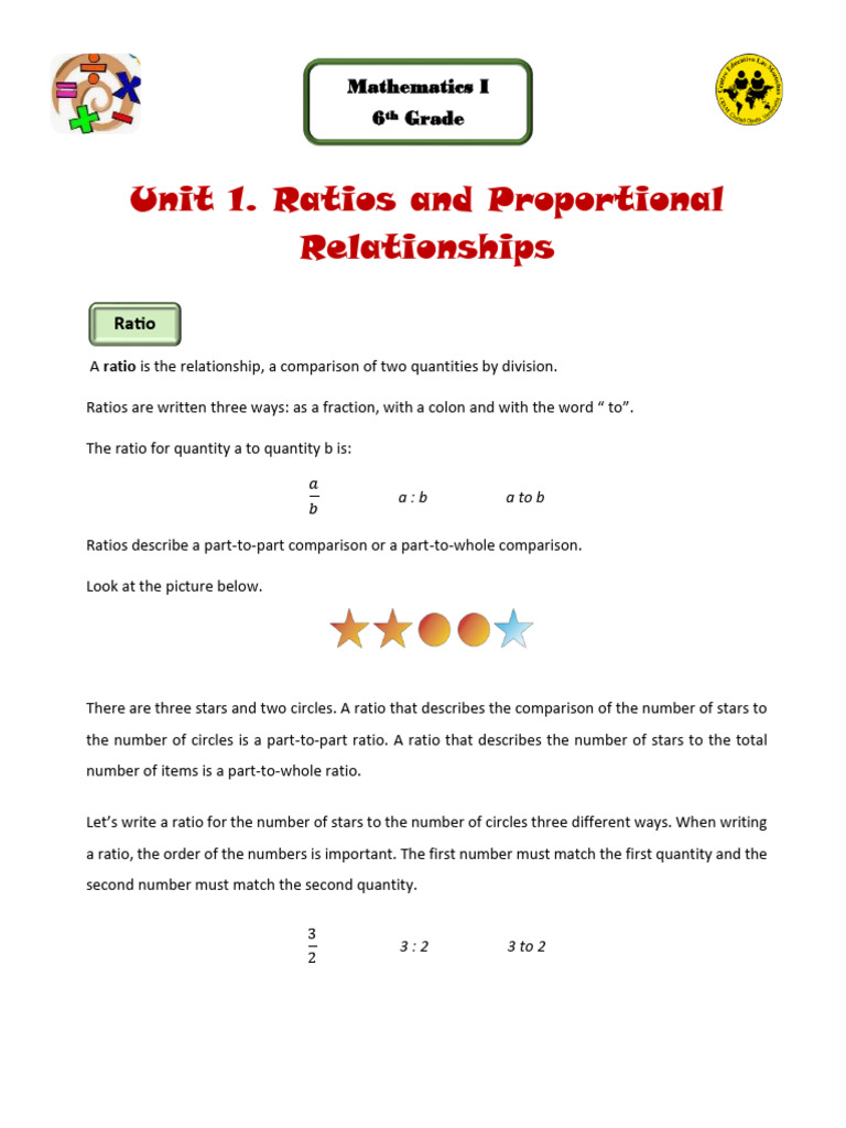 Unit 1. Ratios and Proportional Relationships | PDF | Ratio ...