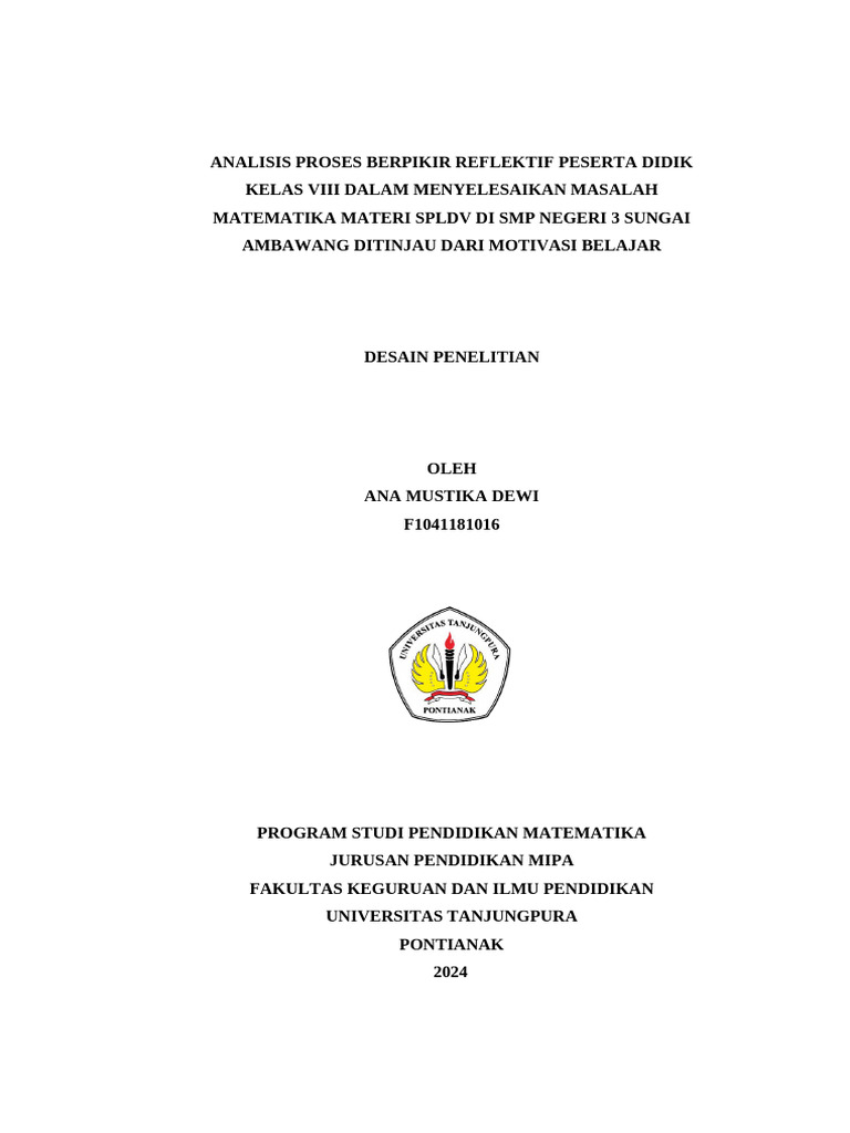 Proses Berpikir Reflektif Siswa Matematika | PDF