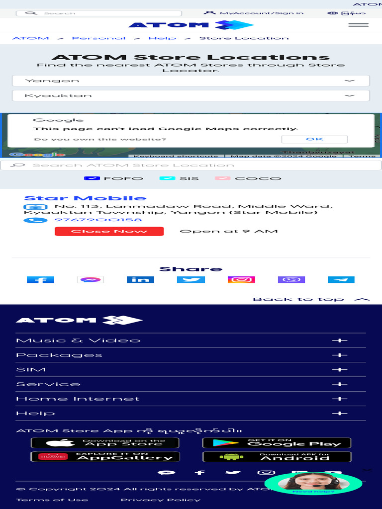 ATOM Store Locations in Myanmar | PDF