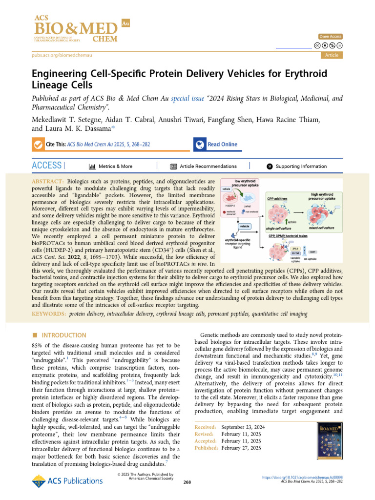 Setegne Et Al 2025 Engineering Cell Specific Protein Delivery Vehicles For Erythroid Lineage ...
