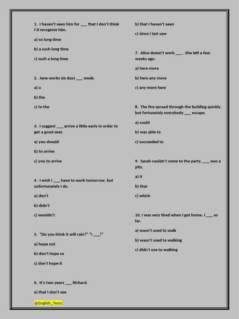 @english - Tests - English Tests | PDF