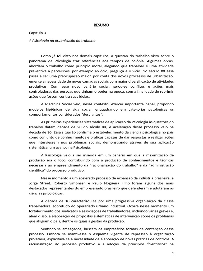 Resumo Cap. 3 Parte II Do Livro A Psicologia No Brasil | PDF | Psicologia | Science