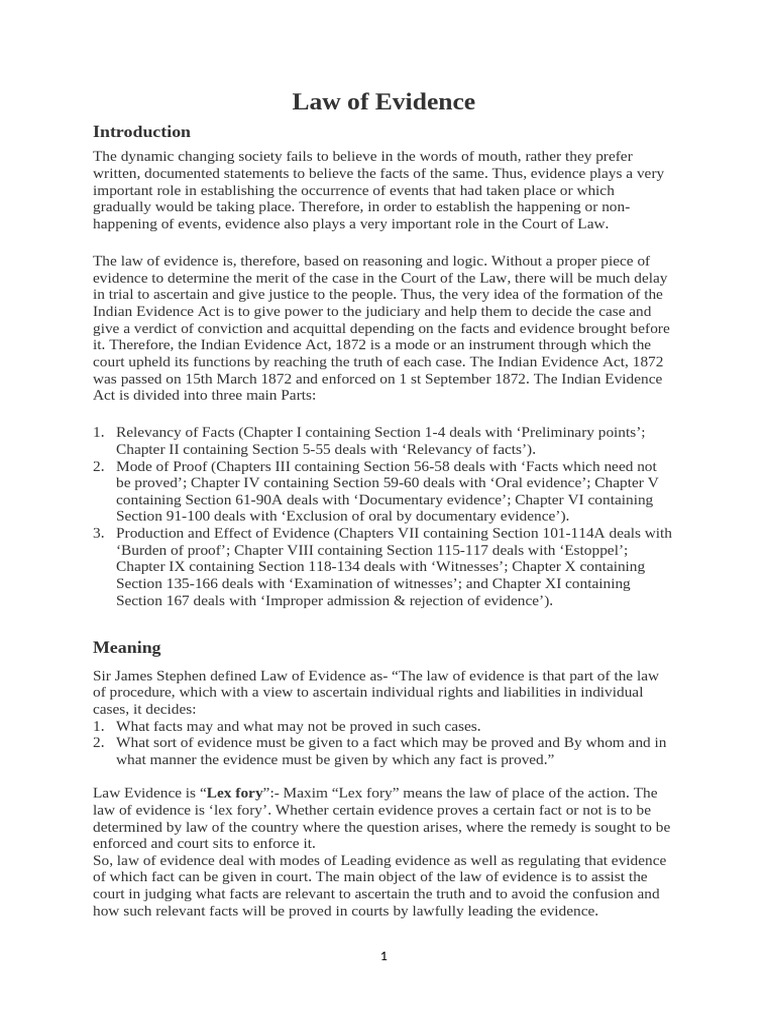 Dictum Evidence Unit - I | PDF | Evidence (Law) | Circumstantial Evidence