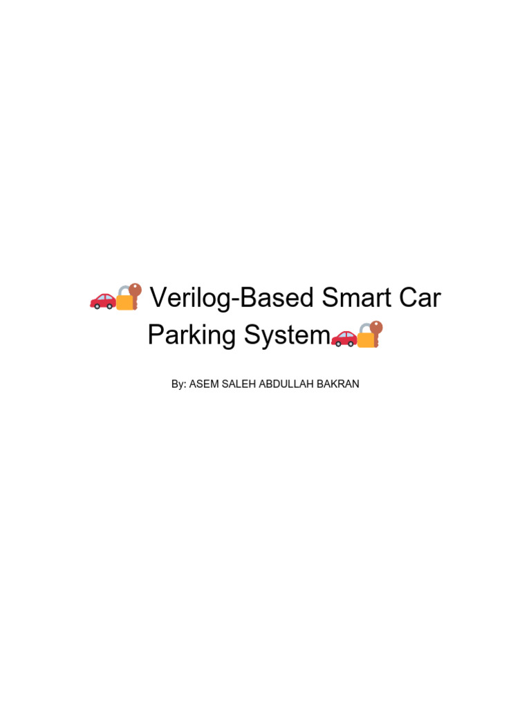 Verilog Based Smart Car Parking System 1741539613 | PDF | Hardware ...