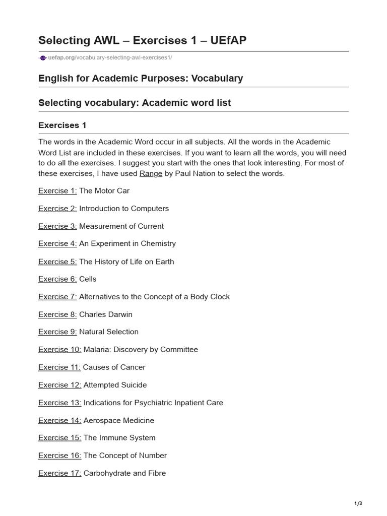Selecting AWL Exercises 1 UEfAP | PDF