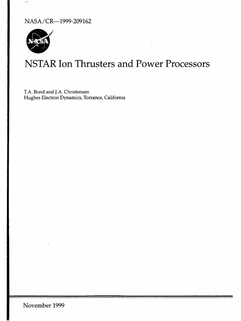 NASA NSTAR Ion Thrusters Overview | PDF | Power Supply | Reliability ...