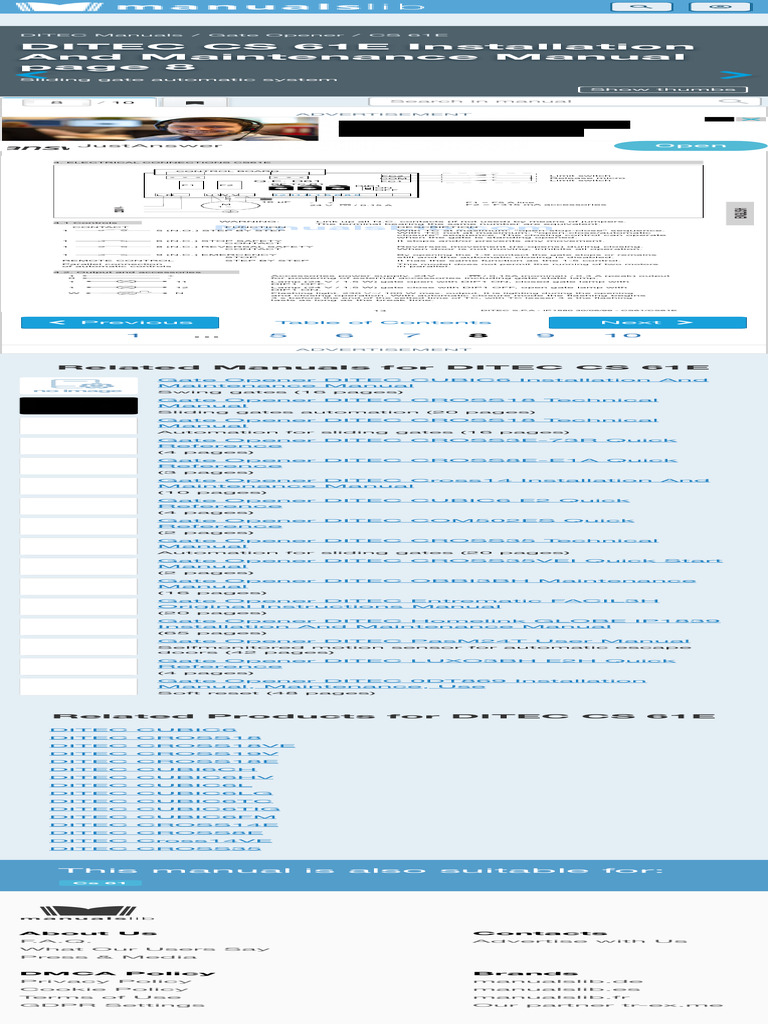 DITEC CS 61E Installation and Maintenance Manual (Page 8 of 10) ManualsLib | PDF | Switch ...