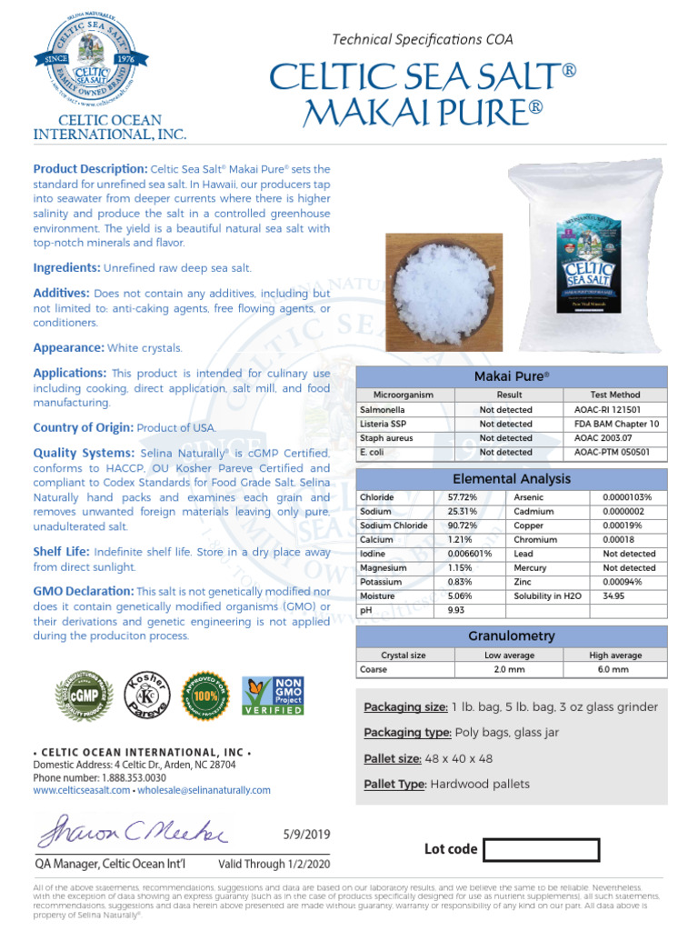 Selina Naturally Makai Pure Celtic Salt | PDF | Salt | Chloride
