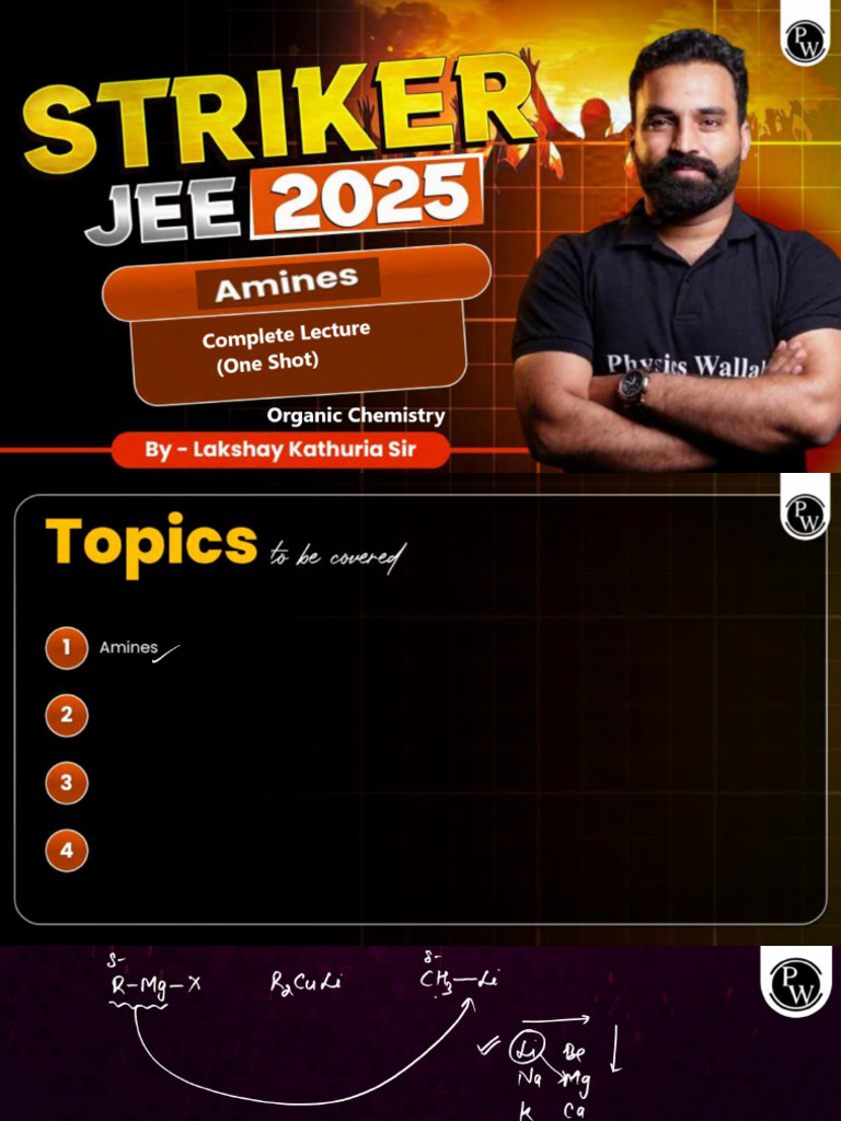Amines (One Shot) - Class Notes - Striker JEE 2025 | PDF