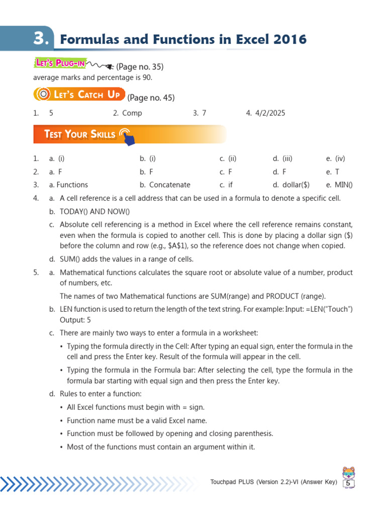 Chapter 3 Answer Key Class 6 | PDF | Formula | Function (Mathematics)