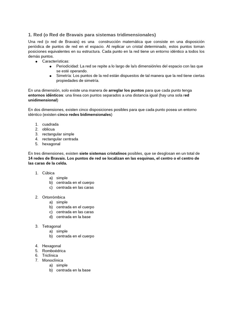 Materiales - Red, Base, Celda Unitaria y Sitios Intersticiales | PDF | Ciencia de los Materiales ...