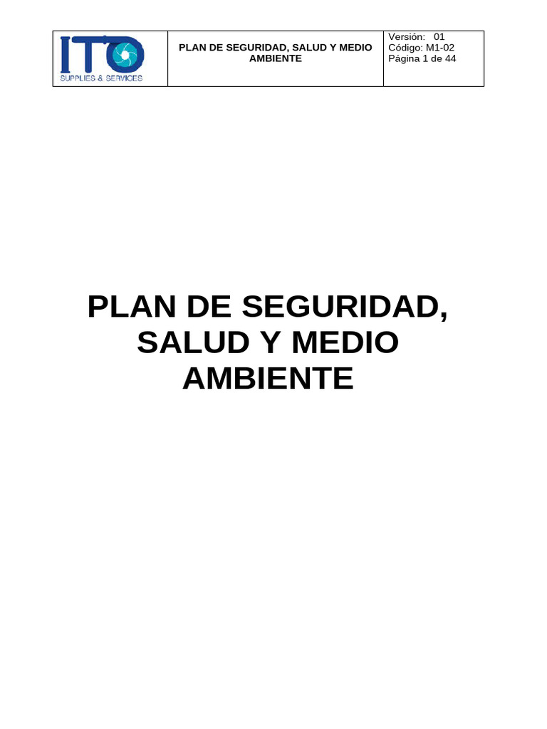Plan de Seguridad y Salud Ocupacional | PDF | Seguridad y salud ocupacional | Calidad (comercial)
