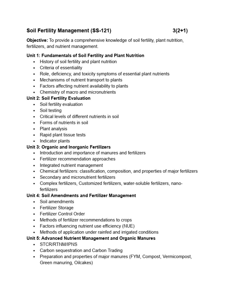 SS-121 Soil Fertility and Management | PDF | Fertilizer | Soil