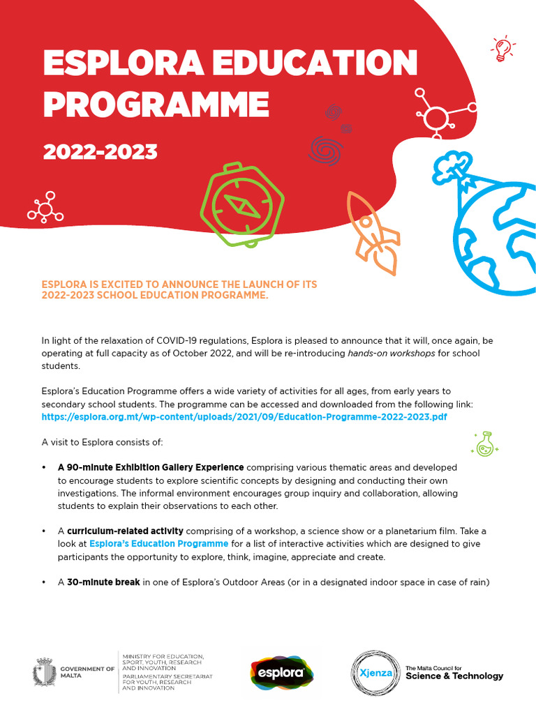 Esplora Education Programme Circular 2022-2023 | PDF