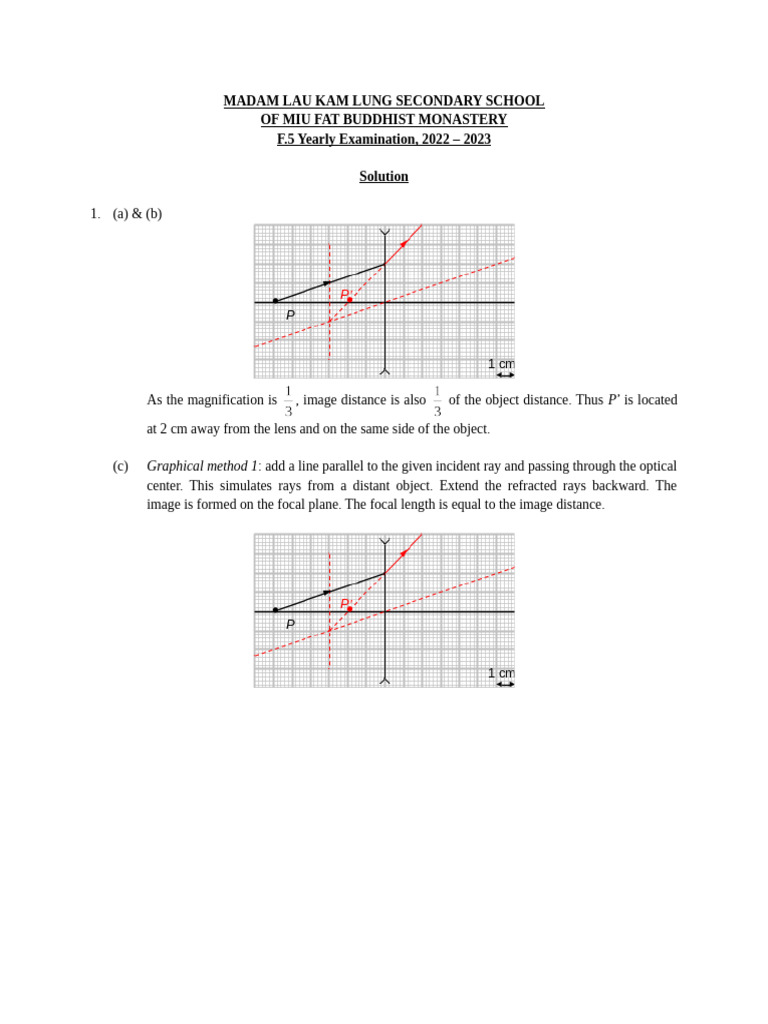 2022-23 F5 PHY Yearly Exam (Solution) | PDF | Force | Physical Quantities