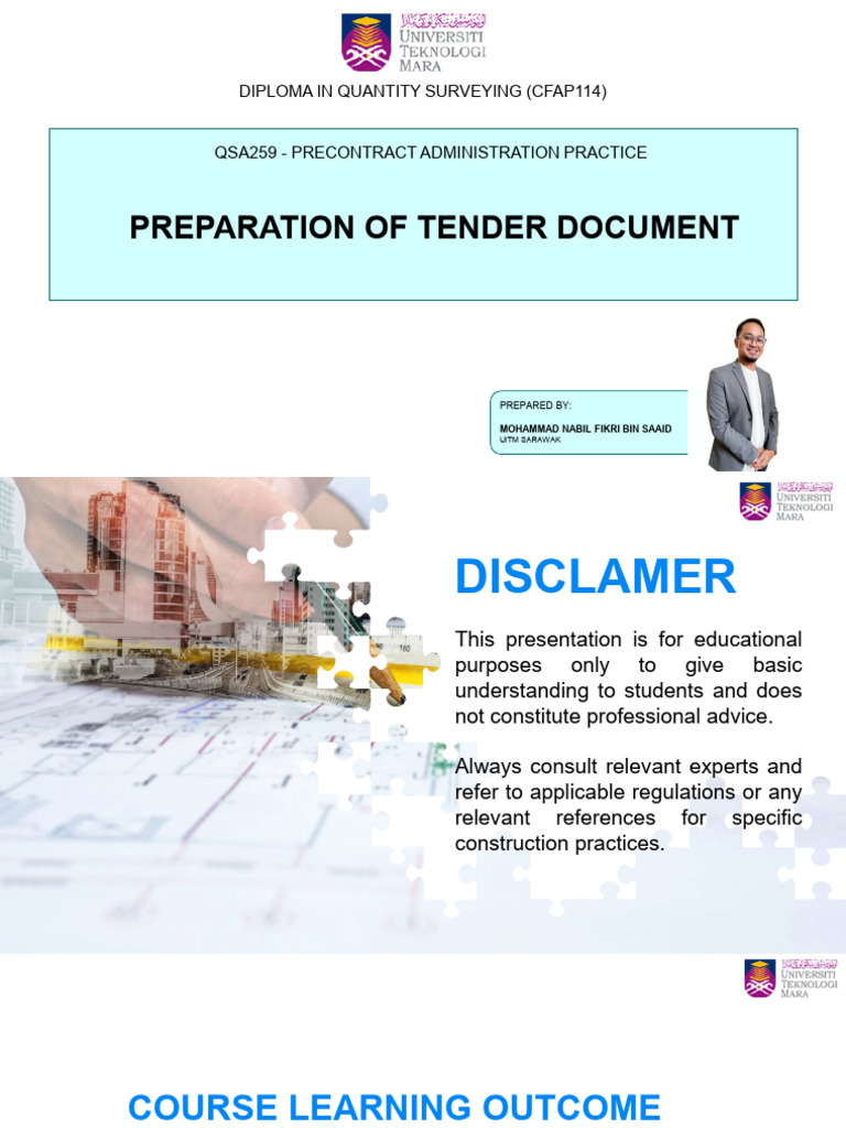 Qsa259 - Week 6 and 7-Tender Document-Print | PDF | Specification ...