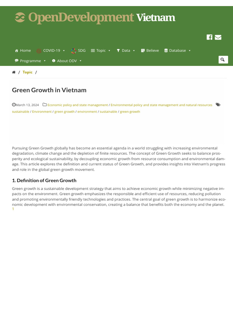 Green Growth in Vietnam - Open Development Vietnam | PDF | Green Growth | Sustainability