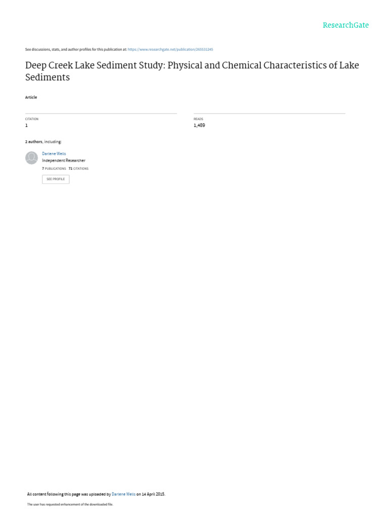 Deep Creek Lake Sediment Study Physical and Chemic | PDF | Minerals | Lake