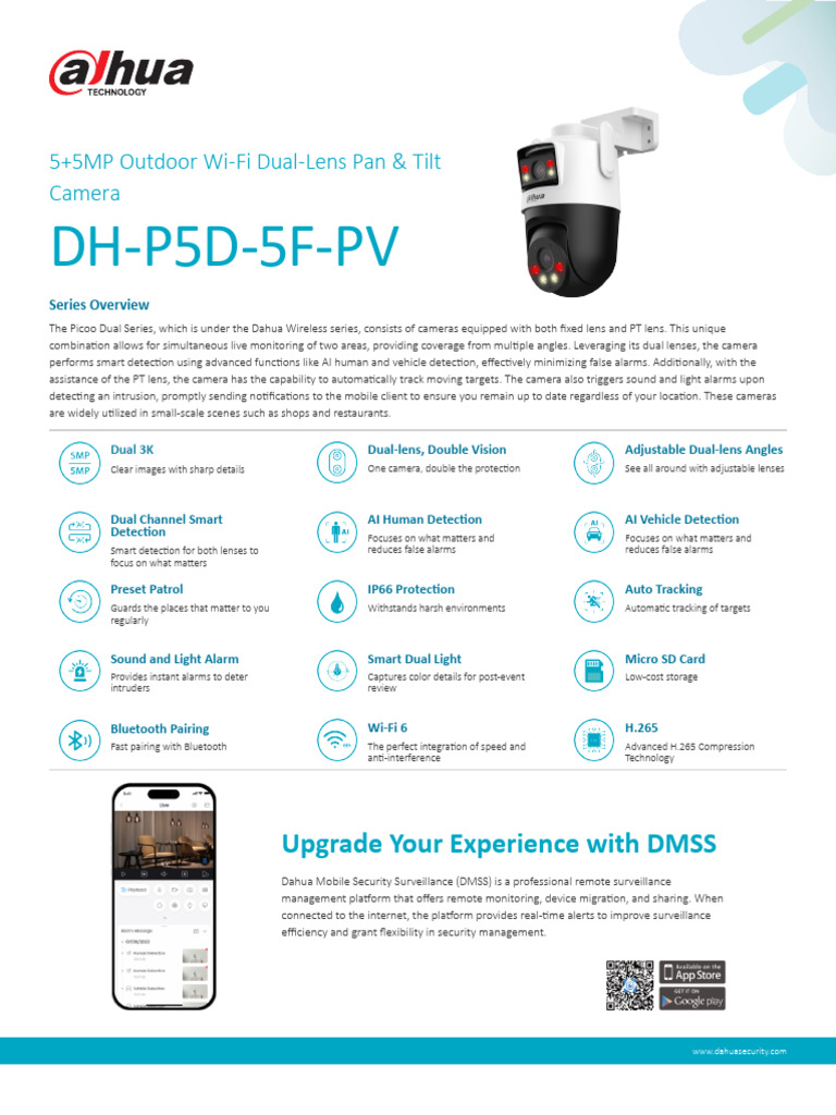 Dahua P5D-5F-PV Camera Overview | PDF | Camera | Camera Lens
