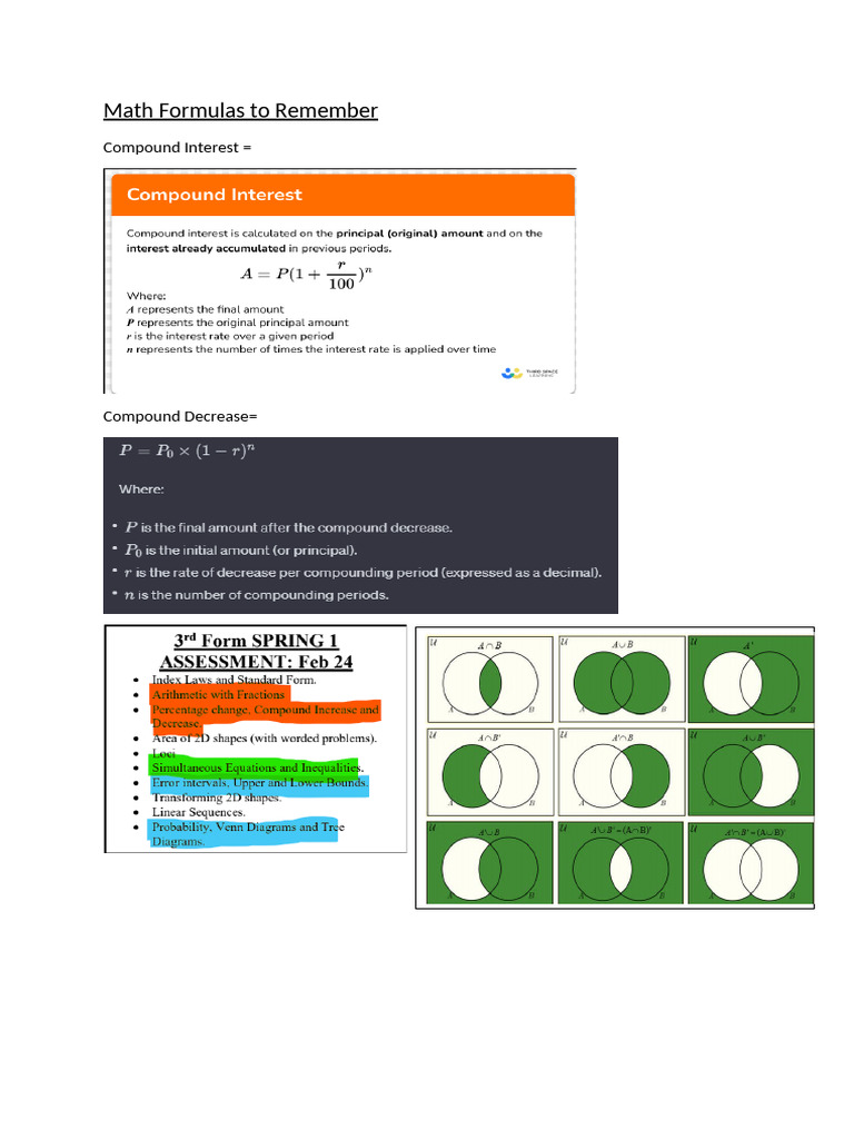 Math Formulas To Remember Yr 9 2024 | PDF