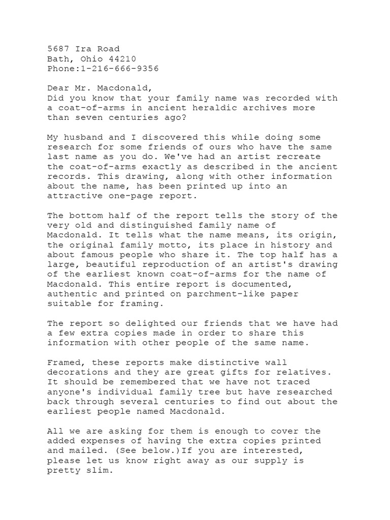 The Nancy Halbert Heraldry Letter | PDF