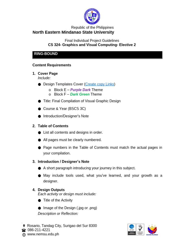 CS324 Final Requirements and Guidelines | PDF | Page Layout | Graphic Design