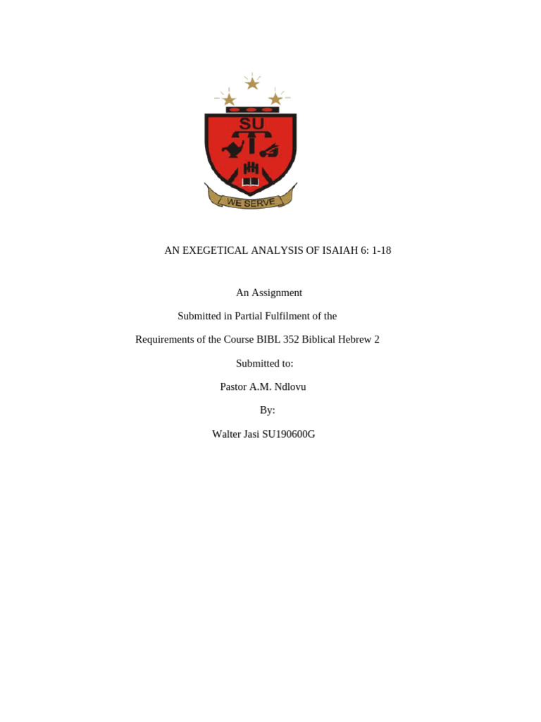 Exegetical Paper On Isaiah 1 Verse 1 To 8 | PDF | Isaiah | Revelation