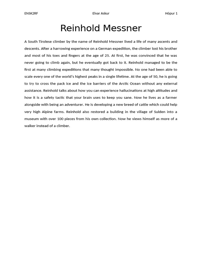 Reinhold Messner - Elvar Askur | PDF