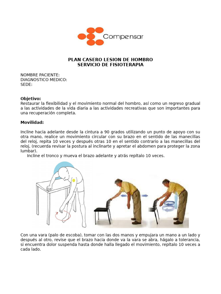 PLAN CASERO hombro codo y mano (1) - para combinar | PDF | Hombro | Mano