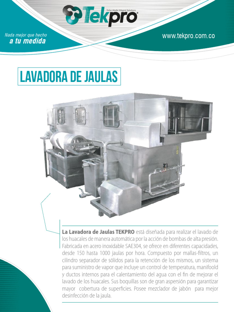 Lavadora Automática de Jaulas TEKPRO | PDF