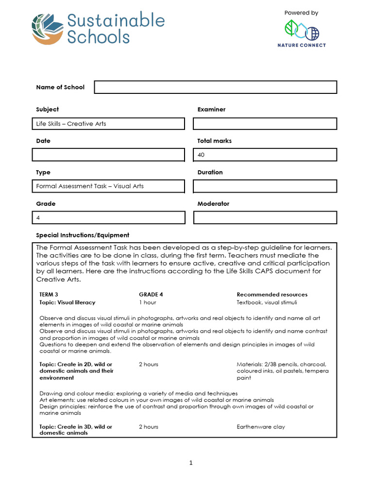 Grade 4 Visual Arts Assessment Guide | PDF | Drawing | The Arts