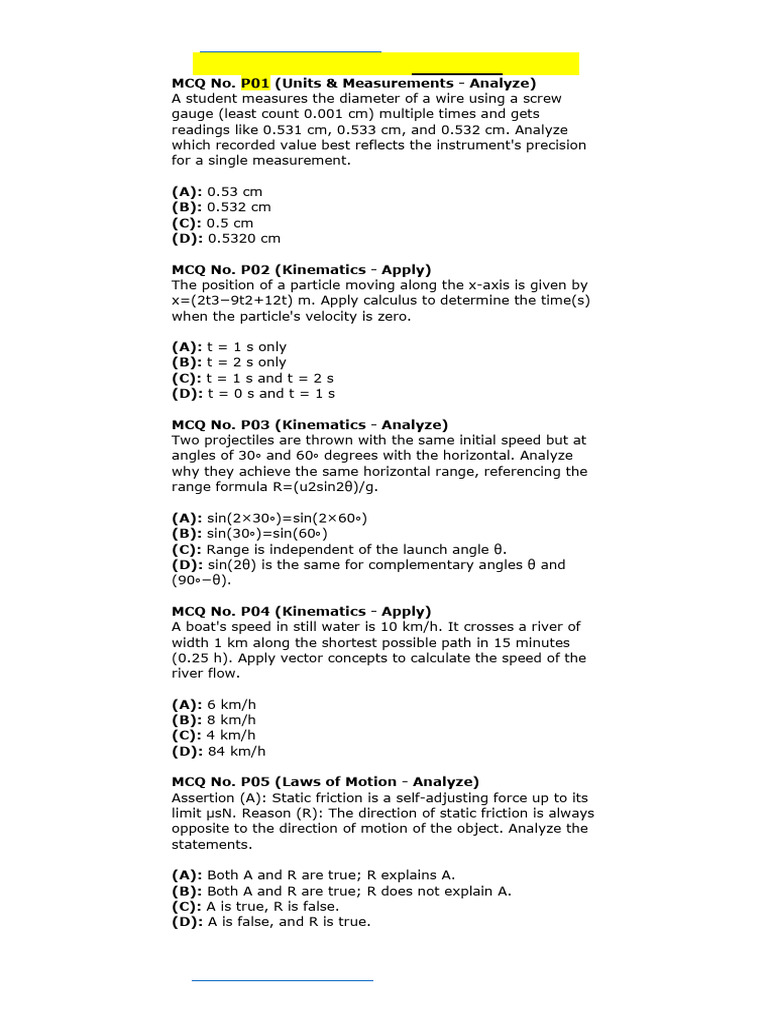 Physics _ NEET-UG 2025 Mock Model Question Paper | PDF | Force ...